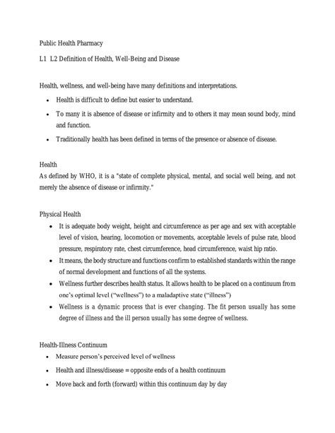 Complete Study Notes Of Public Health Pharmacy Pcpc 6440303 Public