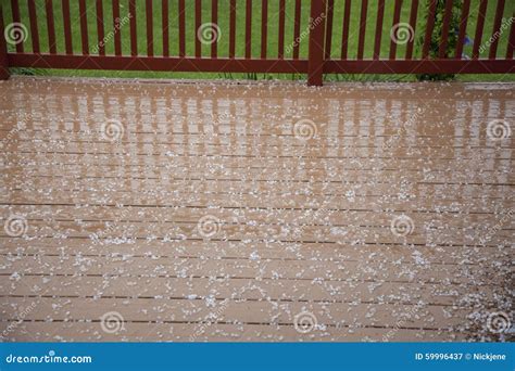 Hail Pellets On Wooden Deck Stock Image Image Of Weather Season