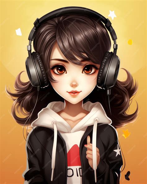 Premium Photo Anime Girl Wearing Headphones And A Hoodie