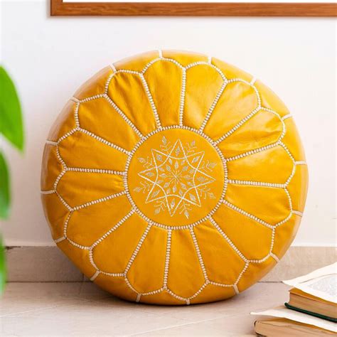 Moroccan Leather Pouf Ottoman The Moroccan Boho