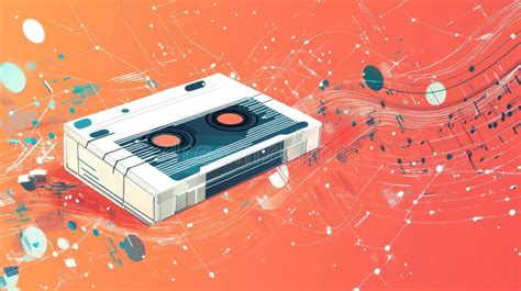 Retro Cassette Floating Amidst Musical Notes And Abstract Sound Waves