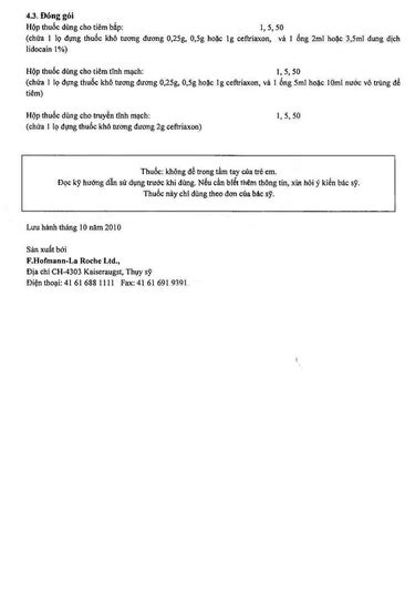 Thuốc Rocephin 1g Iv Trị Nhiễm Khuẩn Huyết Viêm Màng Não