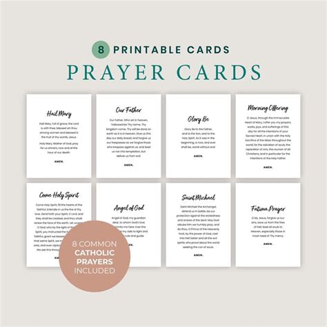 Catholic Prayer Cards 8 Printable Prayers Bundle Pdf Lords Prayer