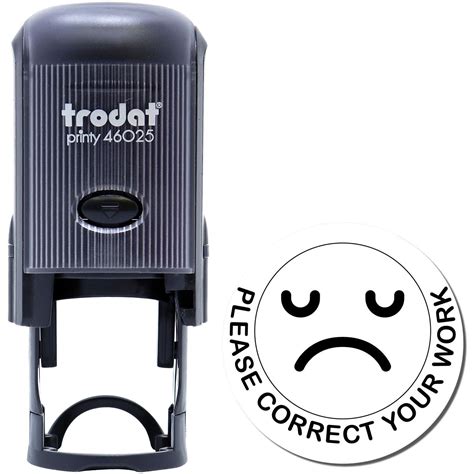 Self Inking Round Please Correct Smiley Stamp Self Inking Stamps How