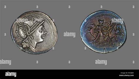 Denarius Coin Depicting The Goddess Roma Roman Date 100 Bc