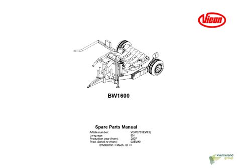 Vicon Bw 1600 Bale Wrapper 2007 Sn 000191 Parts Manual Catalog Pdf Download Service Manual