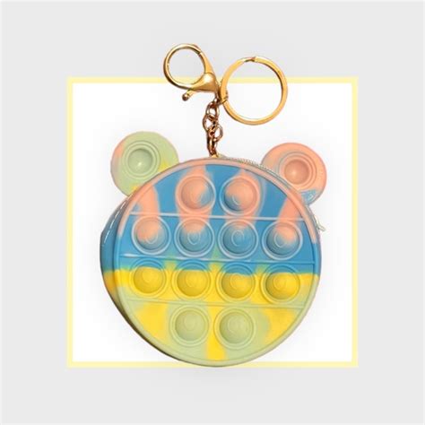 Accessories Keychain Small Wallet Popit Pop It Multi Colored Multi