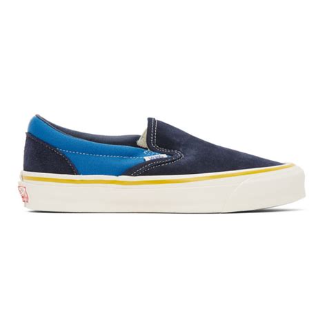 Vans Blue And Navy Og Classic Slip On Lx Sneakers Vans