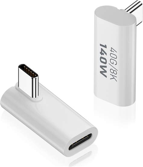 Duttek USB C Right Angle Adapter USB C 90 Degree Adapter Support 40G PD 140W 8K Video For