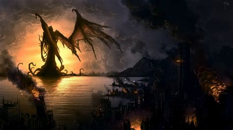 Underwater Cthulhu Dark Fantasy Fantasy Art Creature Hd Wallpaper
