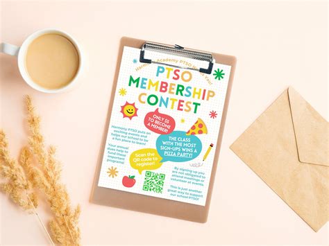 Editable Ptso Membership Drive Flyer Pizza Party Contest Canva Template Etsy