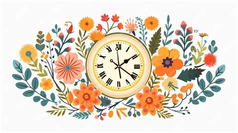 Elegant Floral Clock On White Background Premium Ai Generated Vector