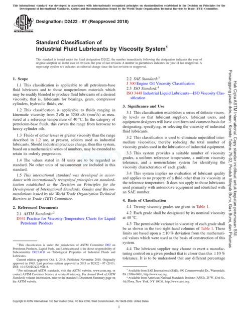 Standard Classification Of Industrial Fluid Lubricants By Viscosity System Pdf Viscosity