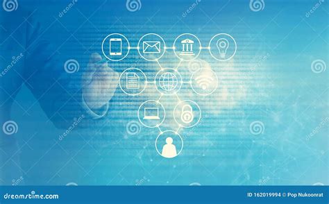 Cloud Computing Businessman Touching Icon Network Connection And Information From Cloud Based
