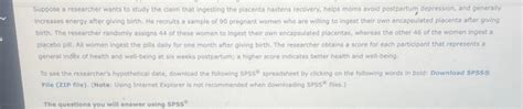 solved spss problem set parametric hypothesis testing