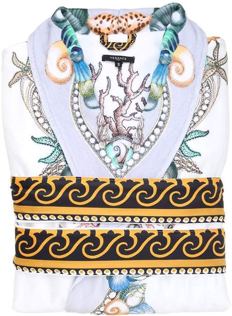 Les Étoiles De La Mer Printed Silk Robe Versace Silk Printing Teal
