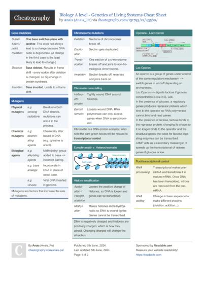 Biology A Level Ocr Eukaryotic Cell Structure Cheat Sheet By Anaispe