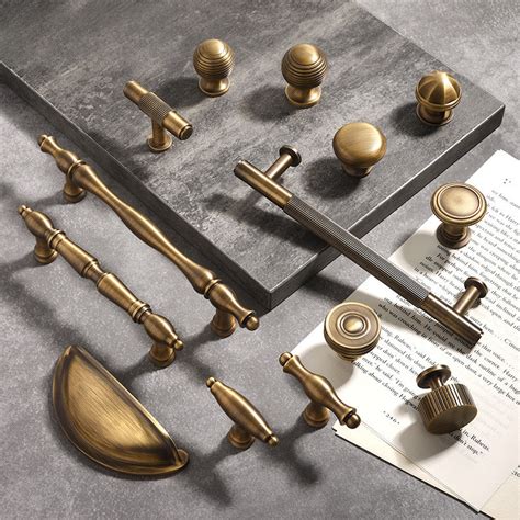 Bronze Brass Handle For Cabinet Full Solid Copper Handles Retro American Cabinet Door Handle