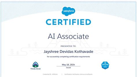 Jayshree K On Linkedin Salesforce Trailhead Certified Ai