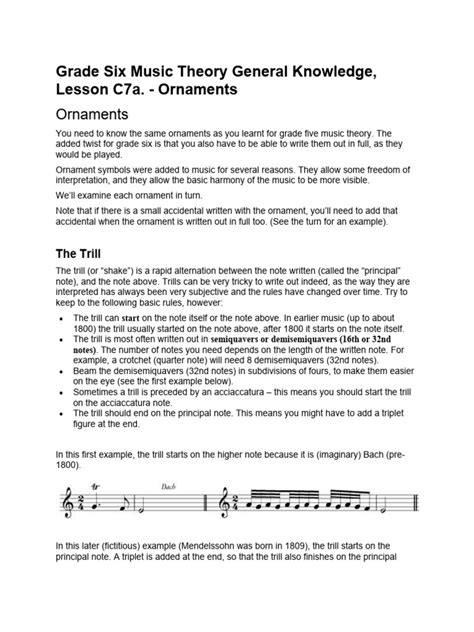 Grade Six Music Ornaments Pdf Notation Musical Notation