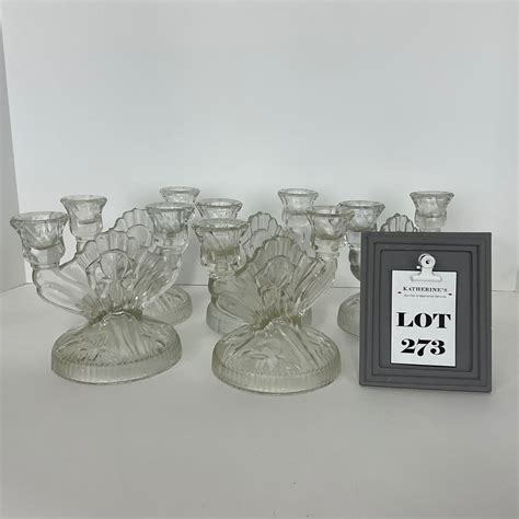 273 Glassware Iris And Herringbone Jeanette Glass Co Candlesticks