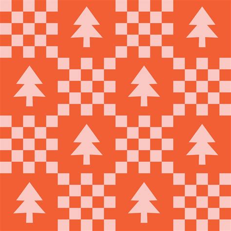 Cute Y2k Patchwork Christmas Seamless Pattern Background With Xmas Tree
