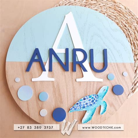 Sea Turtle Two Tone Name Board Woodtechie