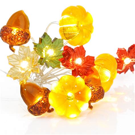 Beautynvta Thanksgiving Fall String Lights 3d Acorn Pumpkin Maple Leaf