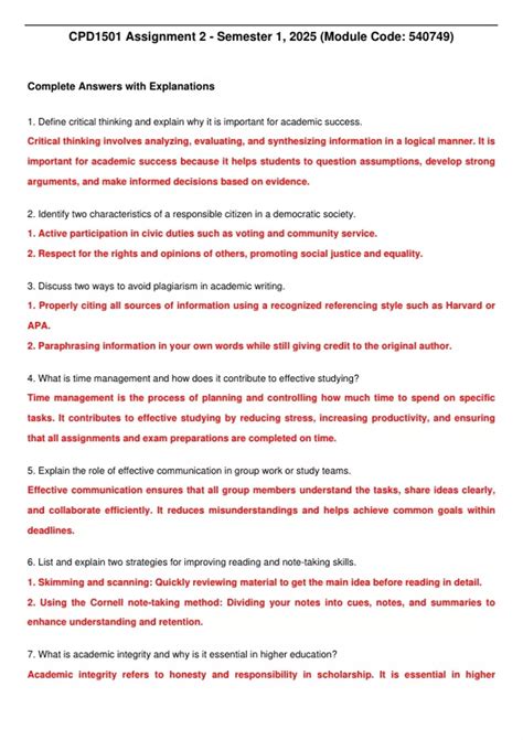 Cpd1501 Assignment2 2025 Questions And Answers Cpd1501 Stuvia Us