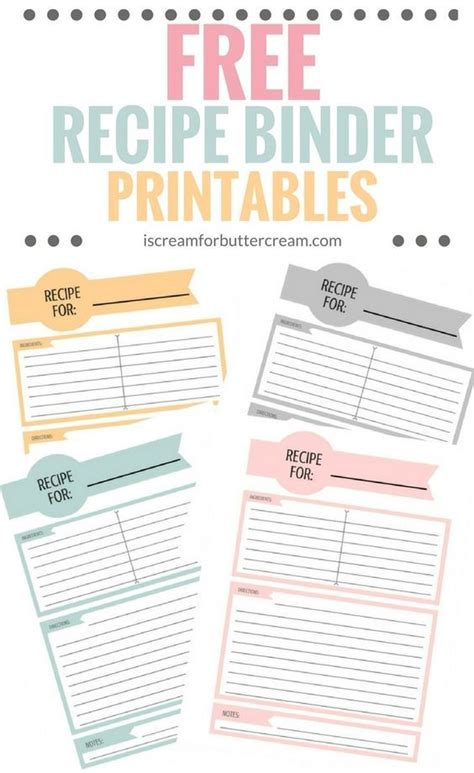 Printable Recipe Binder Recipe Binder Printables Recipe Binder