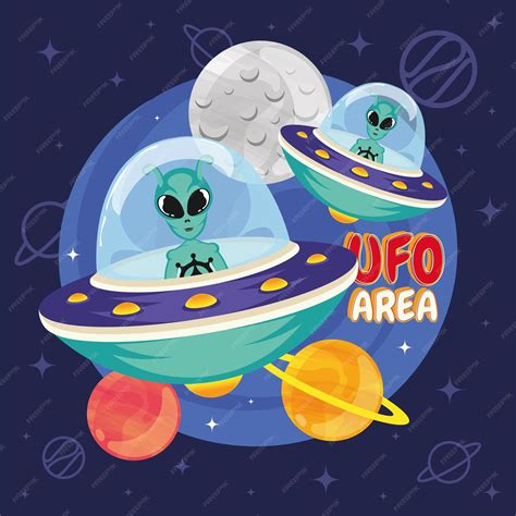 Premium Vector Cute Cartoon Alien Ufo Sticker Vector