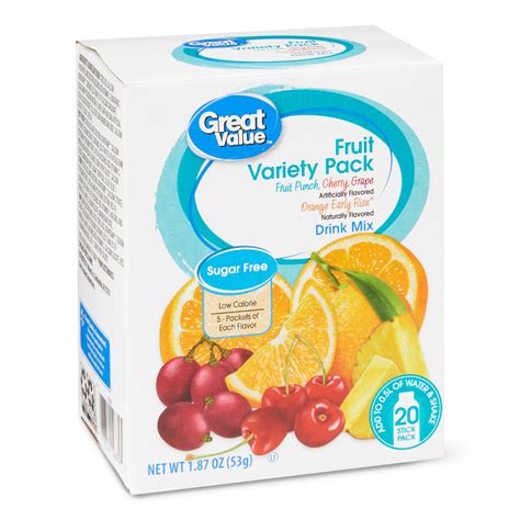 Great Value Sugar Free Assorted Fruit Drink Mix Variety Pack 187 Oz