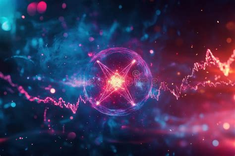 Vivid Representation Of Atomic Structure With Colorful Energy Waves In