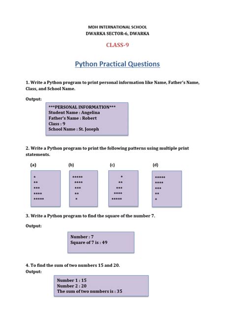 9 Python Practicals Pdf Area Chess Theory