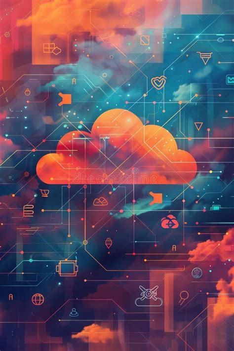 cloud computing and data storage abstract digital landscape of networks