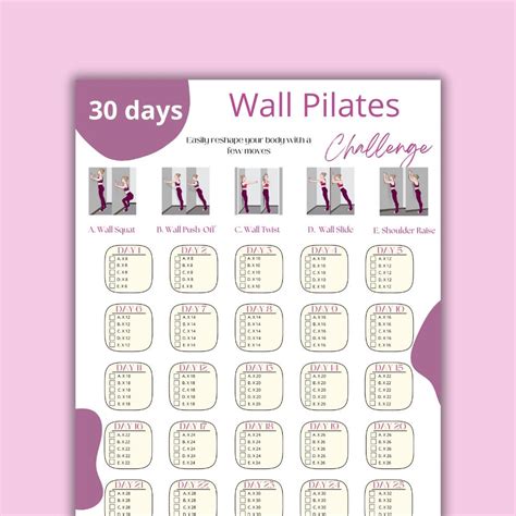 30 Day Challenge Wall Pilates Workout Wall Exercise For Women Flat