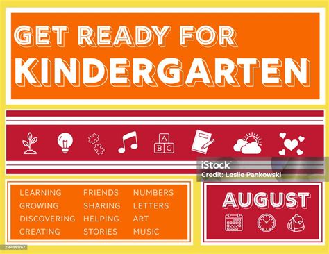Get Ready For Kindergarten Color Stock Illustration Orange Stock