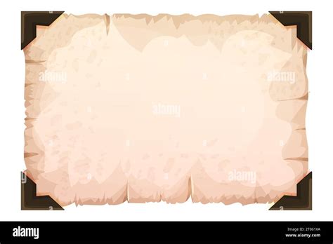 Old Parchment Paper Page Empty Medieval Letter In Cartoon Style Isolated On White Background