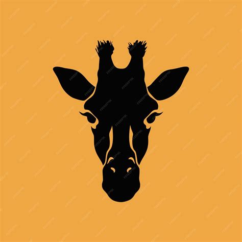 Premium Vector Giraffe Head Silhouette Looking Forward On Yellow