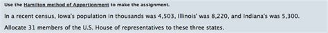 Use The Hamilton Method Of Apportionment To Make The