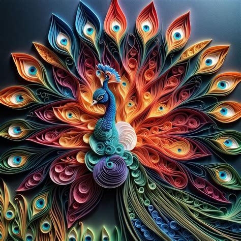 Colorful Quilled Peacock