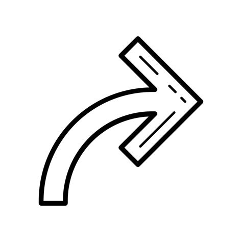 White Curved Arrow With Black Outline