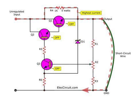 Series Voltage Regulator Circuit Diagram With Overload Protection