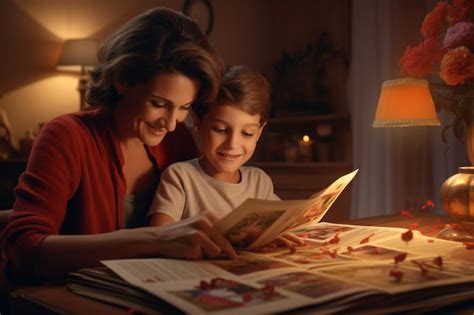 Premium Photo Mom And Son Creating A Scrapbook Filled With Generative Ai