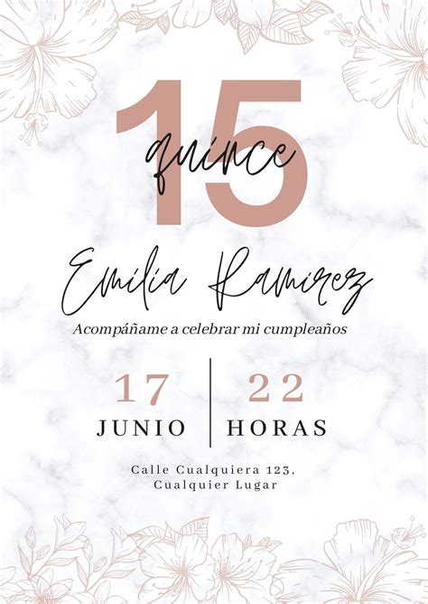 Tarjeta De Invitación Cumpleaños 15 Elegante Pastel Templates By
