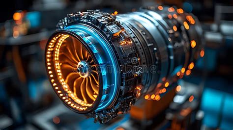 Jet Engine Illuminated Factory Backdrop Aerospace Tech Industrial