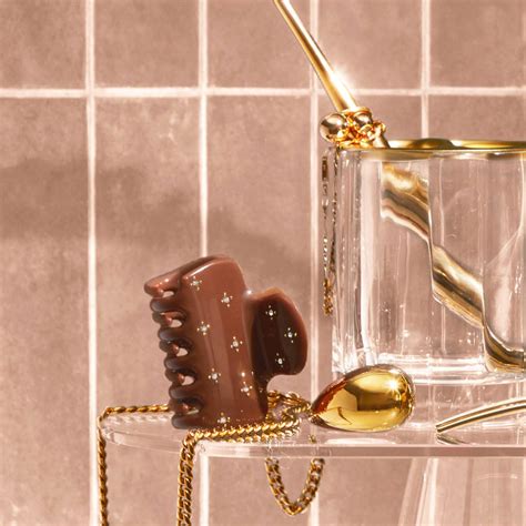 Recycled Plastic Rhinestone Medium Puffy Claw Clip 1pc Camel Sanity