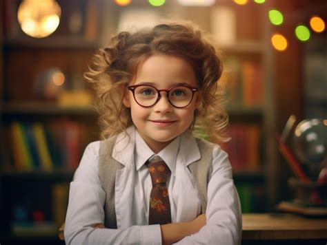 Premium Ai Image 6 Year Girl White Cute Boy Dressed As A Teacher