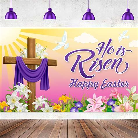 Easter Banner Religious Hi Is Risen Holy Week Easter Banner Easter