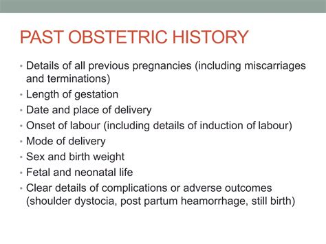 Obstetric History And Examination Pptx